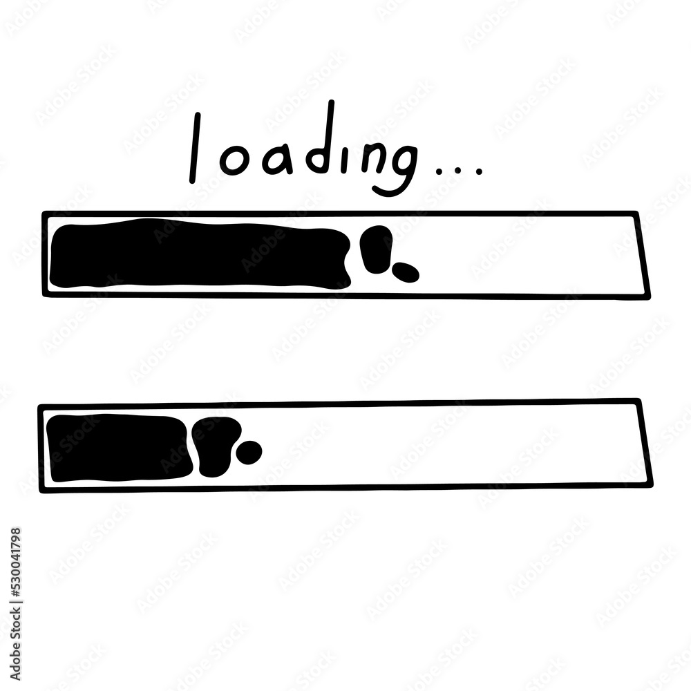 Loading bar in sketch style. Hand drawn doodle loading process. Doodle ...