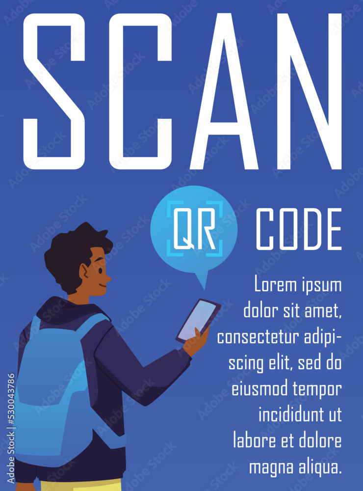 Scan QR code banner template for scanner app and web, flat vector ...