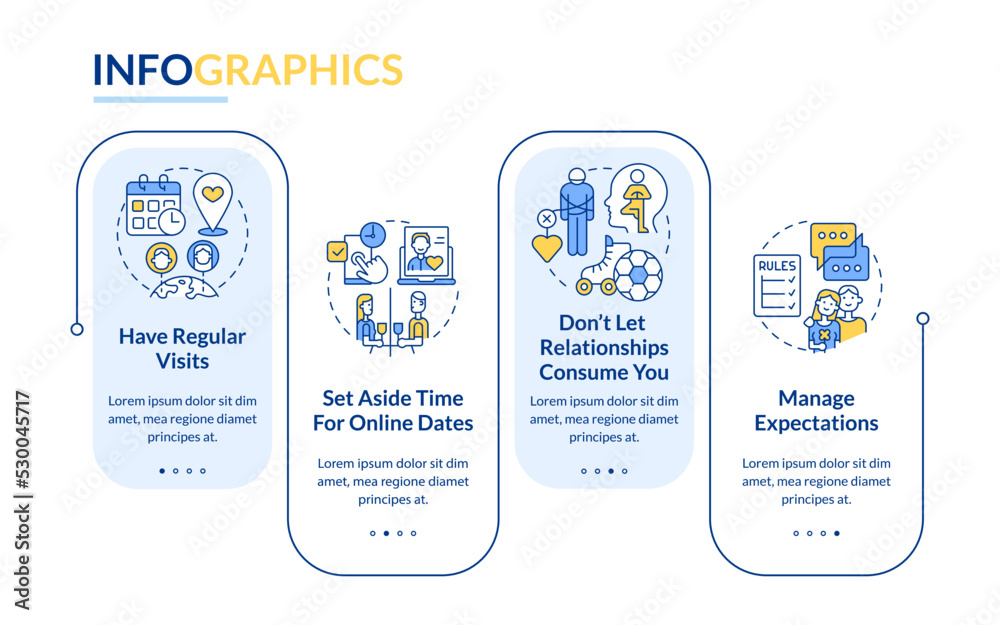 Surviving long-distance relationship rectangle infographic template ...