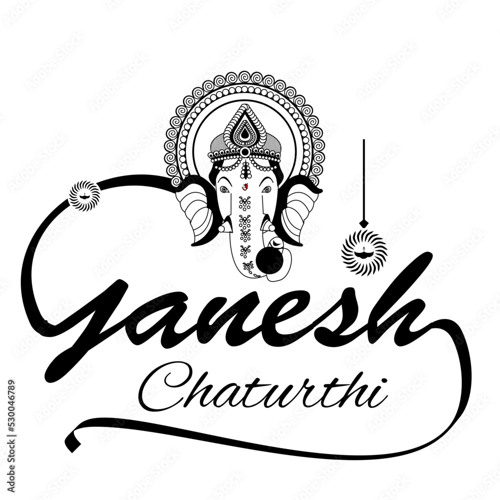 ganesh chaturthi english calligraphy Stock Vector | Adobe Stock
