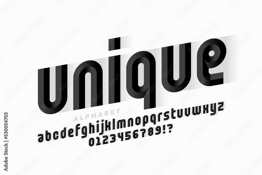 Modern lowercase 3d style font design, alphabet letters and numbers ...