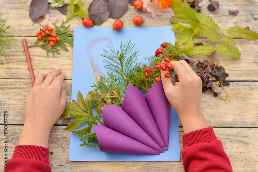 step by step instructions of Autumnal application umbrella with natural ...