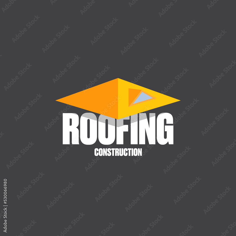 Roofing construction logo design template with roof top and slogan ...
