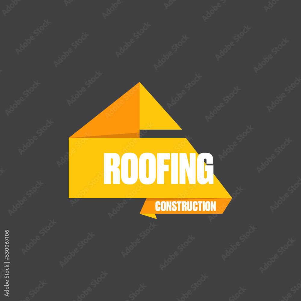 Roofing construction logo design template with roof top and slogan ...