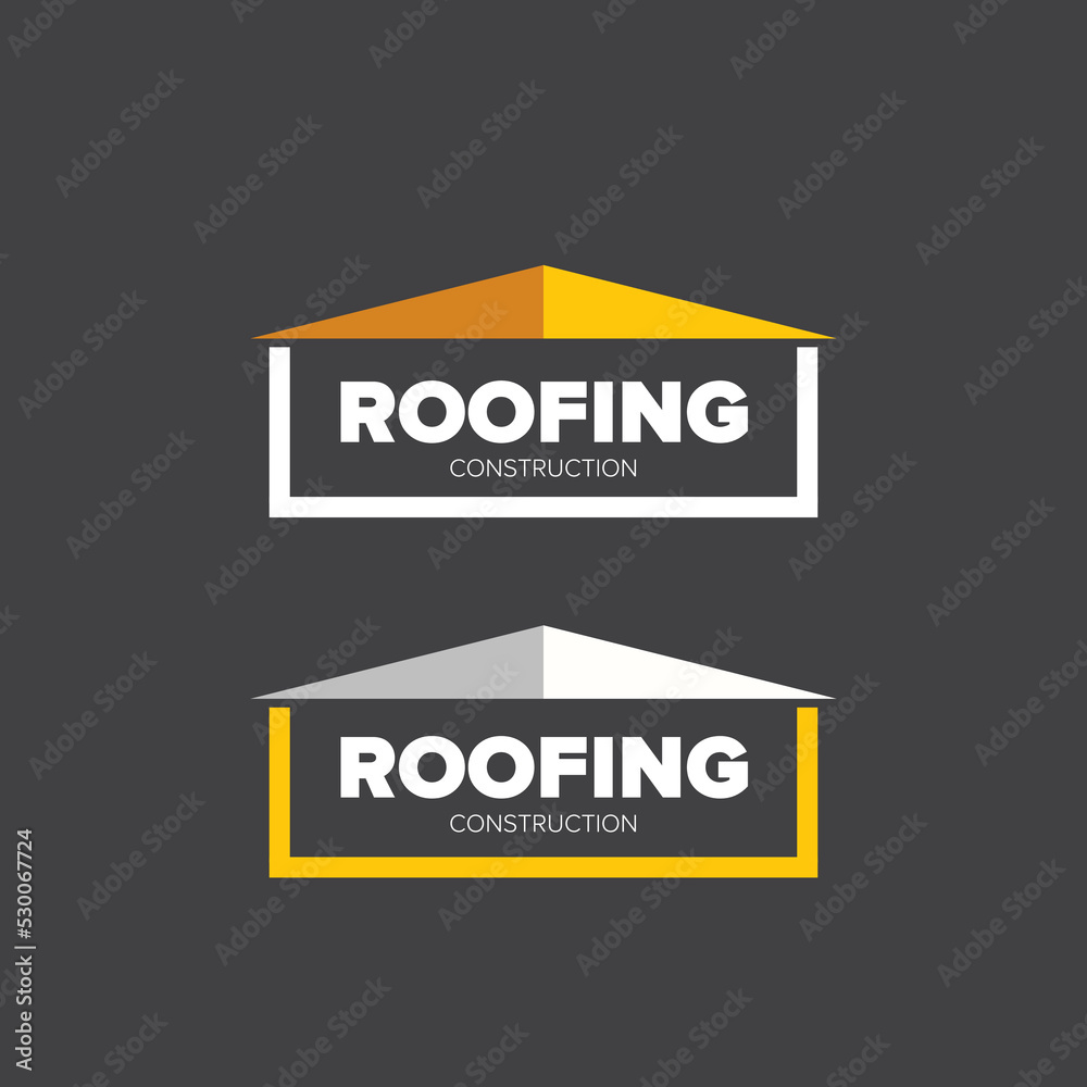 Roofing construction logo design template with roof top and slogan ...