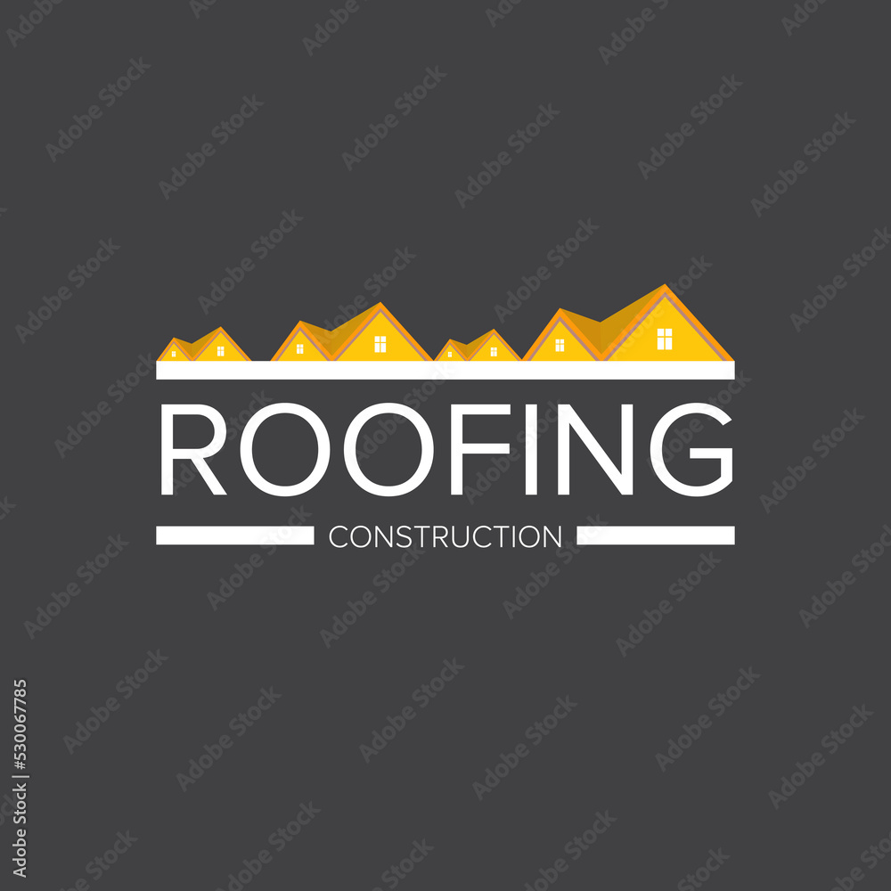 Roofing construction logo design template with roof top and slogan ...