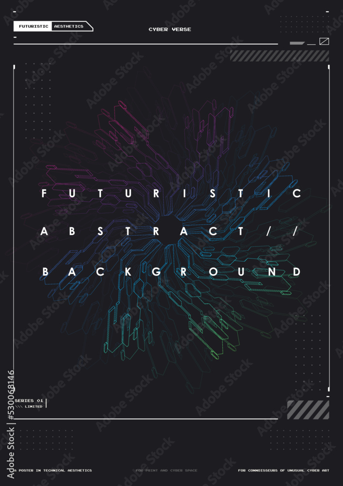 Tech Abstract poster template with HUD elements. cyber culture, Modern ...