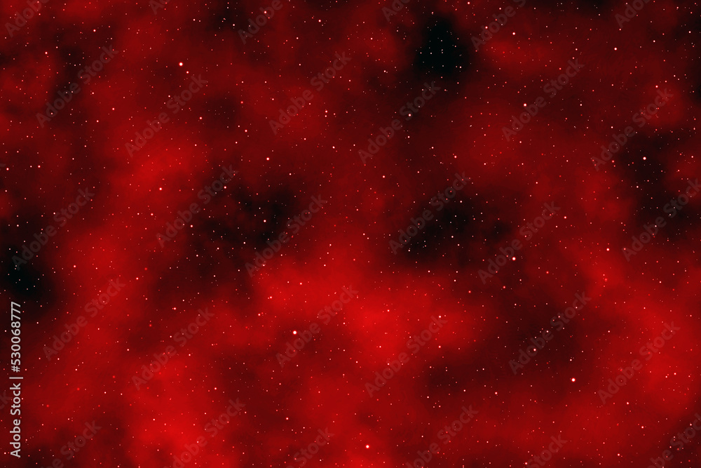 Red galaxy space with stars in the night. Starry night sky background ...