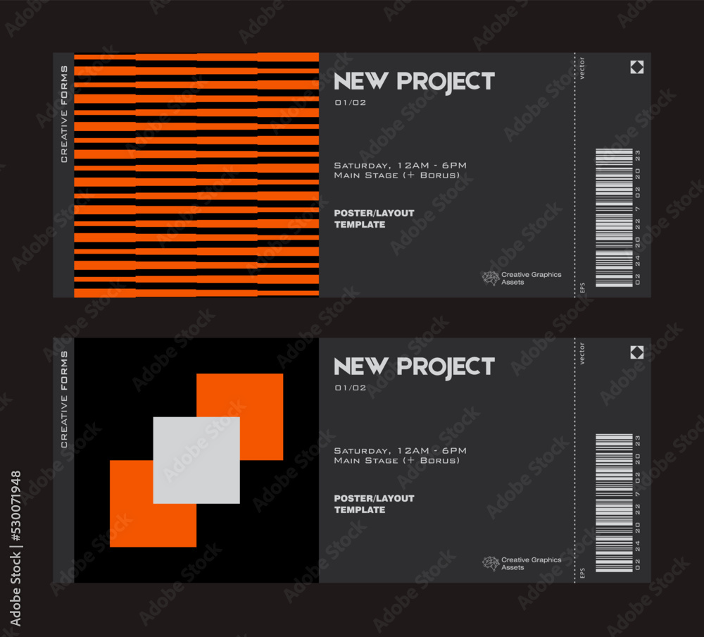 Modern exhibition ticket template layout made with abstract vector ...