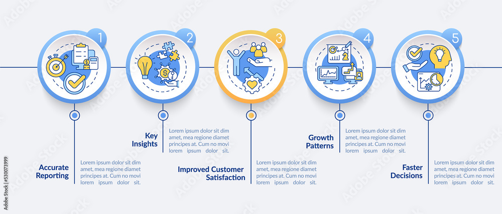 Business tools advantages circle infographic template. Accurate ...