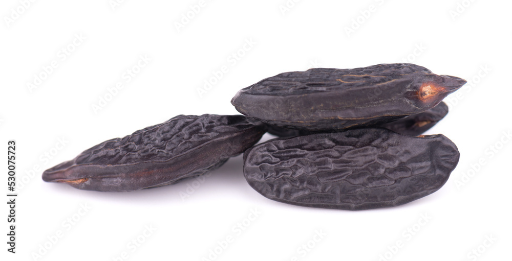 Tonka beans isolated on white background. Bean of Dipteryx odorata ...