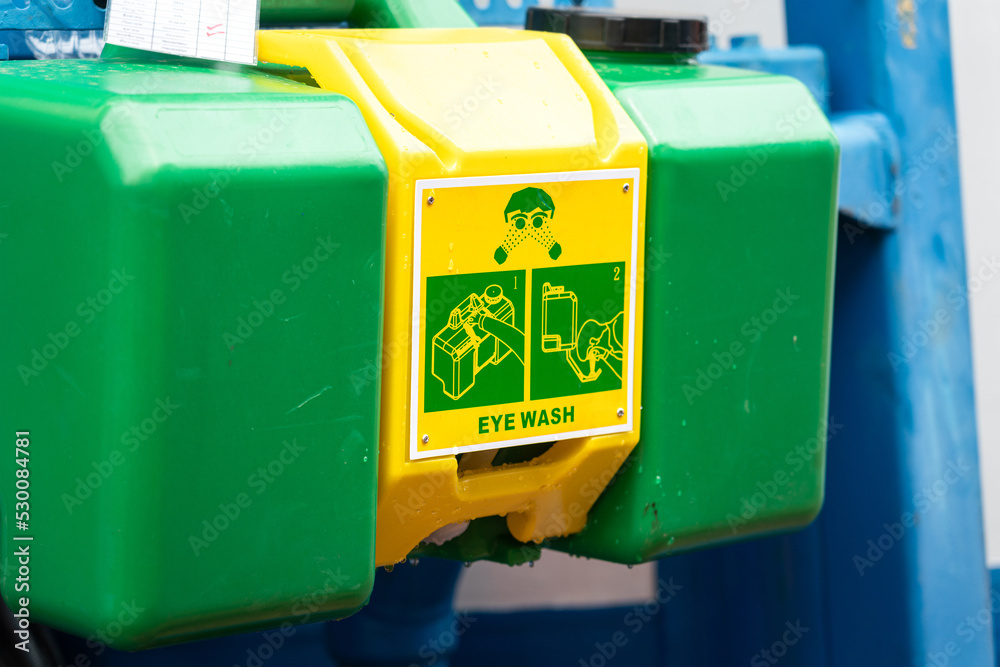 "Eye washing" station, an emergency equipment which is prepared at ...