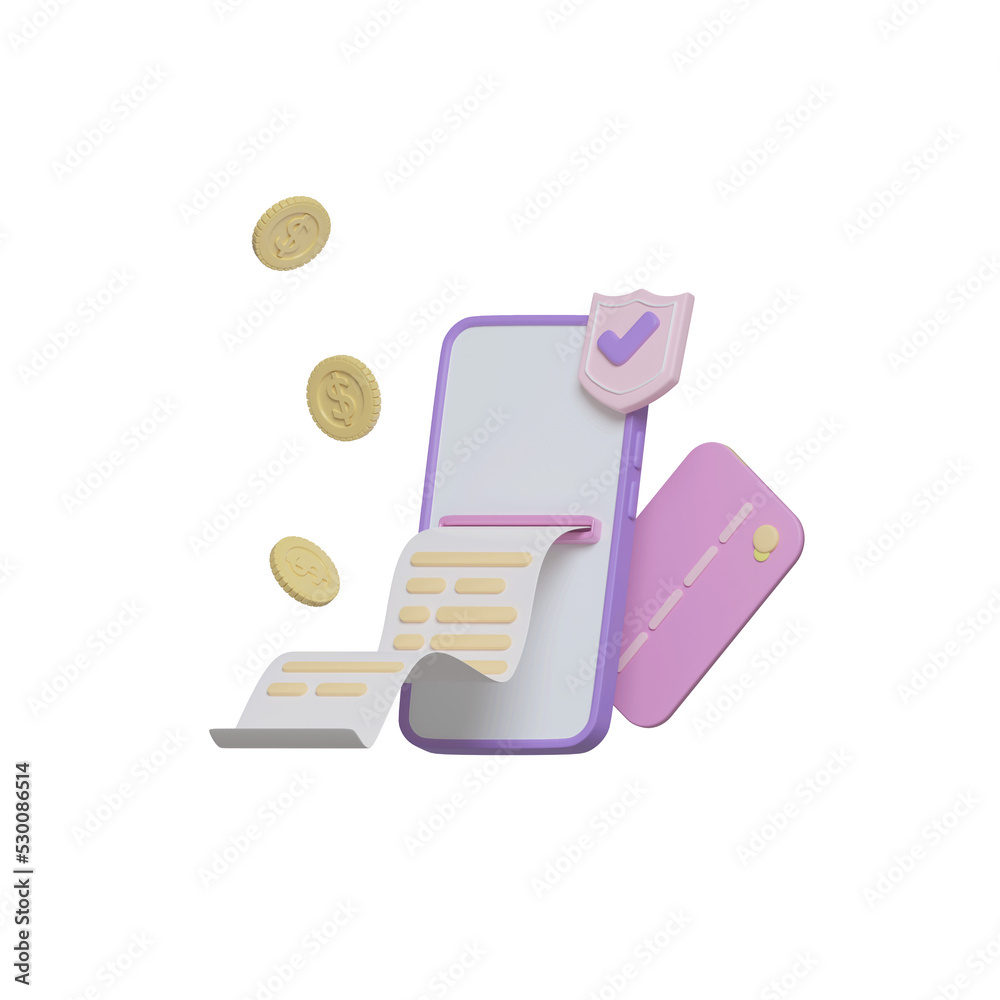 3d bill or tax, vat and mobile phone. Tax payment and business ...