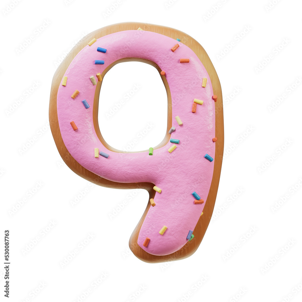 Transparent Backgrounds Mock-up.Rose Glazed Donut font alphabet number ...