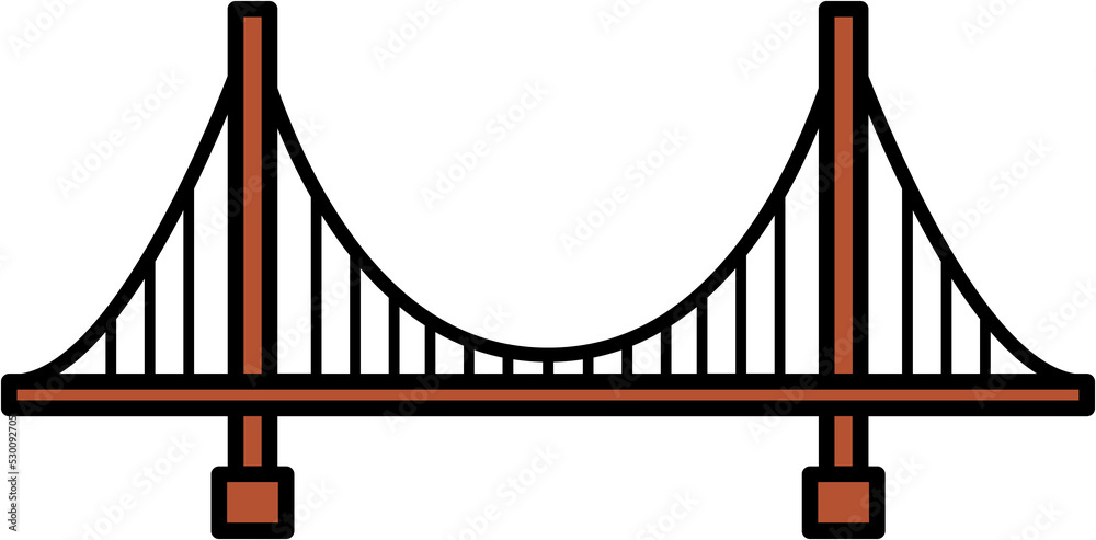 outline simplicity drawing of golden gate bridge landmark front ...