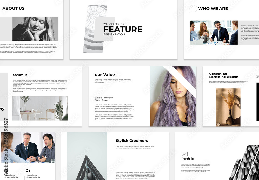 Features Presentation Layout Stock Template | Adobe Stock