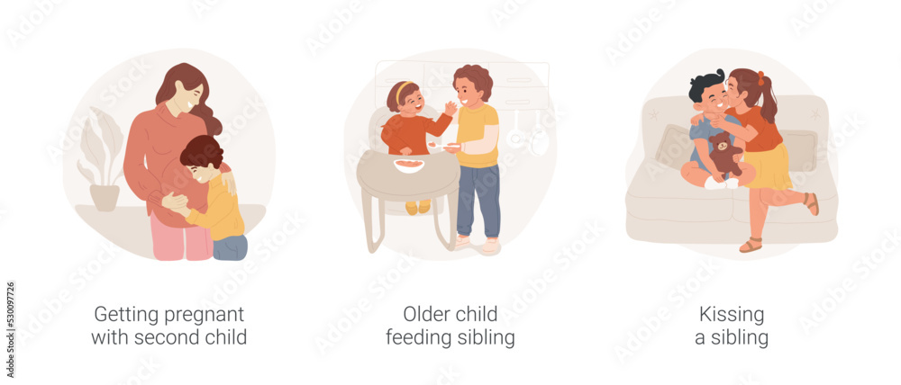 Growing family isolated cartoon vector illustration set. Woman pregnant ...