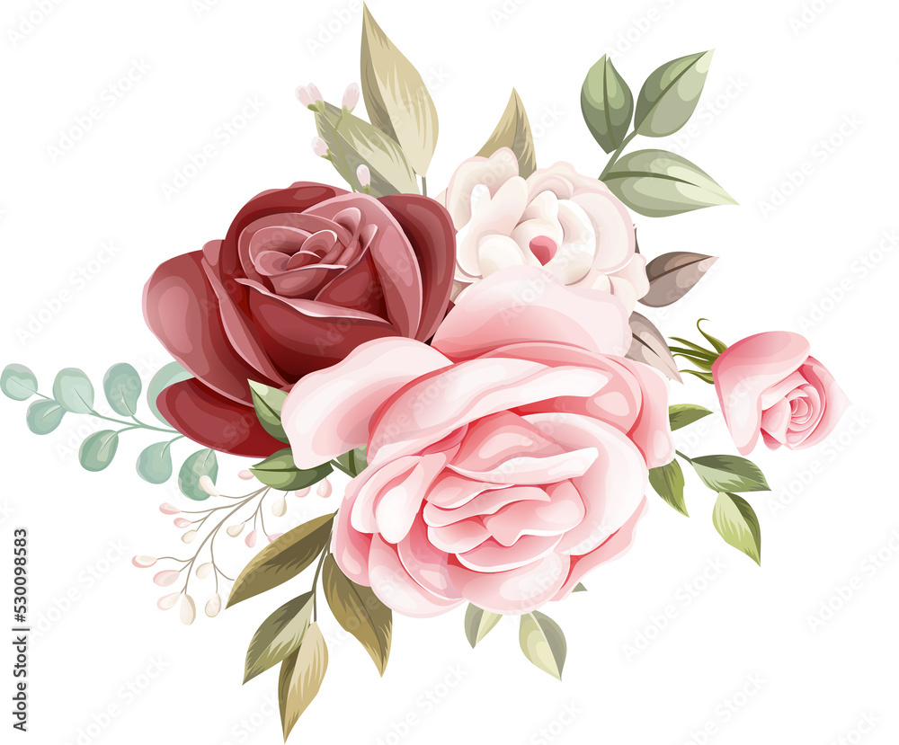 beautiful hand drawing roses flower bouquet Stock Illustration | Adobe ...