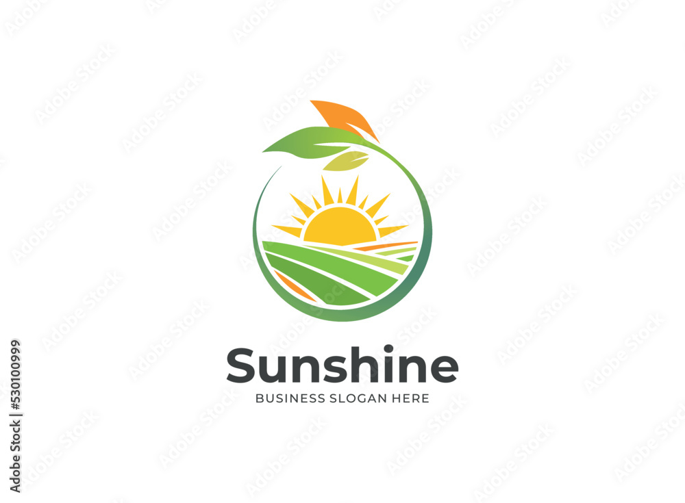 Agriculture logo design with concept of hand icon and plants vector ...
