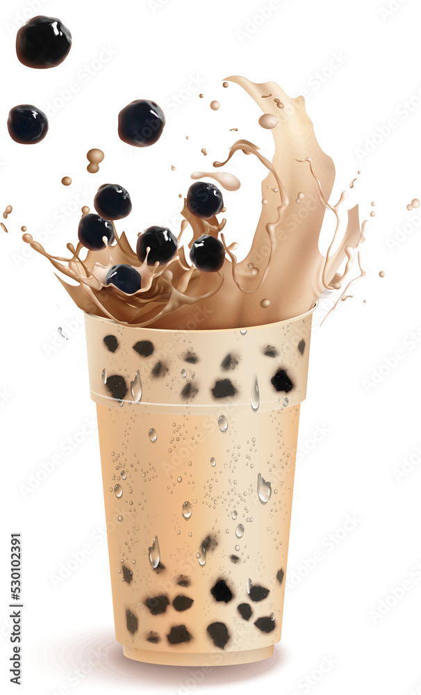 Bubble milk tea, Pearl milk tea, Yummy beverage. Delicious tapioca ...
