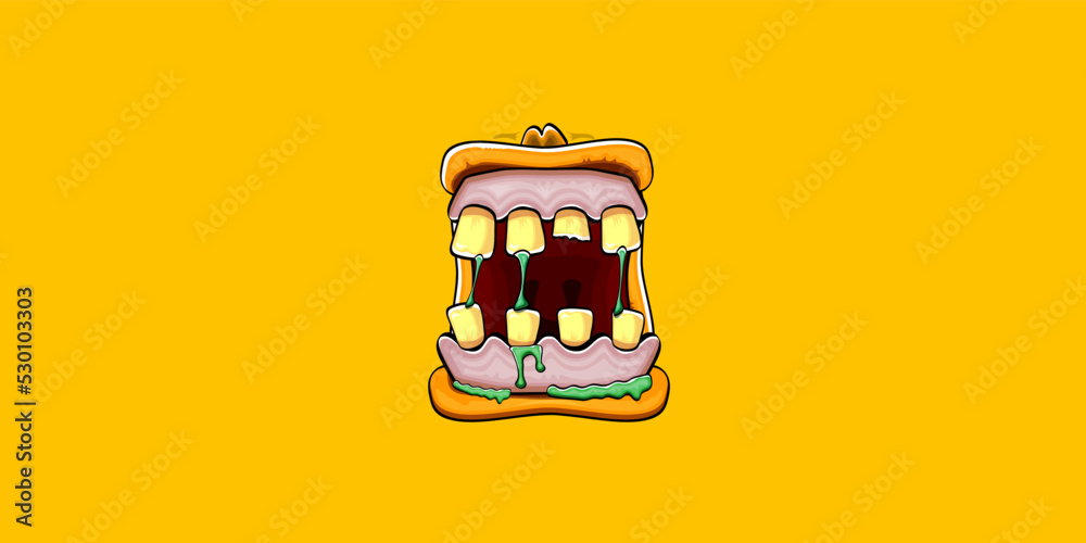 Vector cartoon funny silly zombie monster mouth with rotten teeth ...
