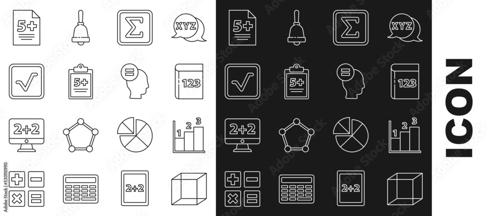 Set Line Function Mathematical Symbol Graph Schedule Chart Diagram Test Or Exam Sheet And