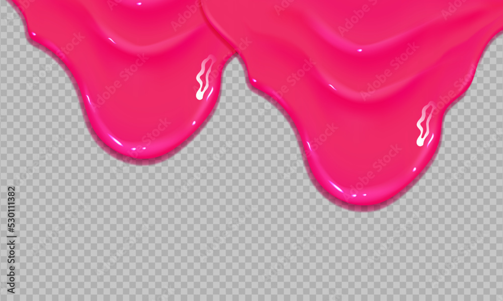 Flowing realistic pink sweet melting icing on transparent background ...