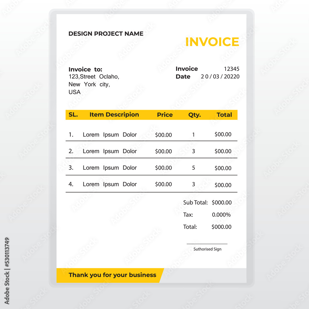 Business Minimal Corporate Invoice design template vector illustration ...