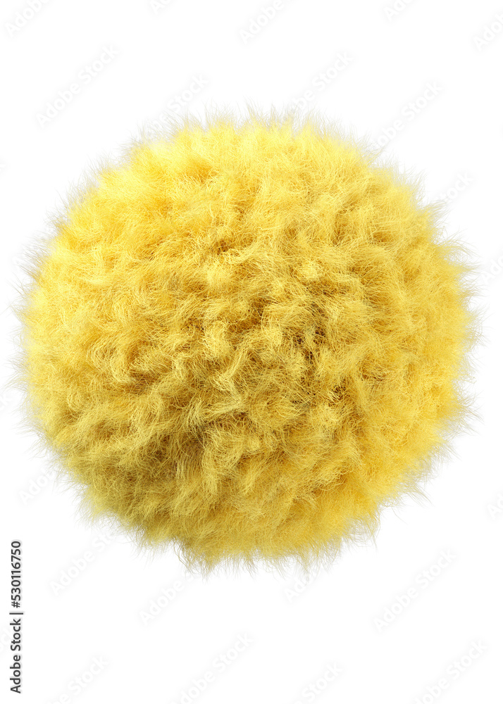 3d rendering fluffy yellow abstract png shape isolated on transparent ...