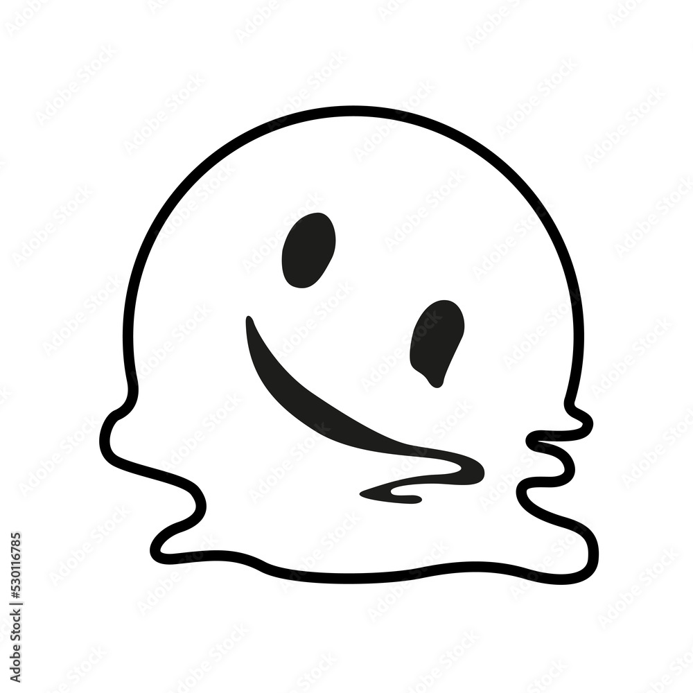 Melted smiley face line art Stock Illustration | Adobe Stock