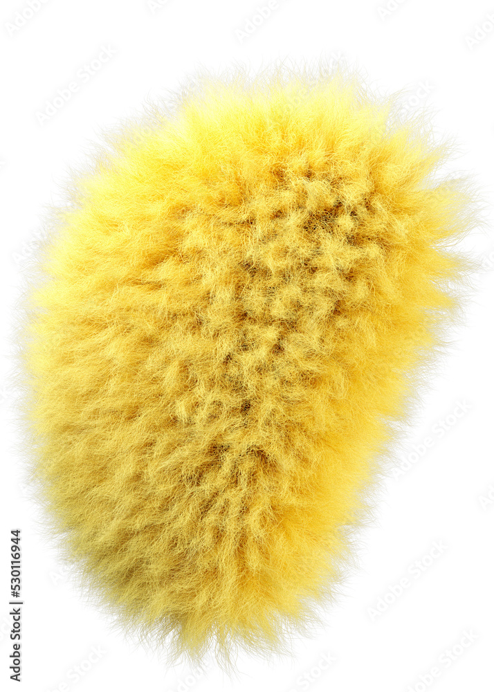 3d rendering fluffy yellow abstract png shape isolated on transparent ...