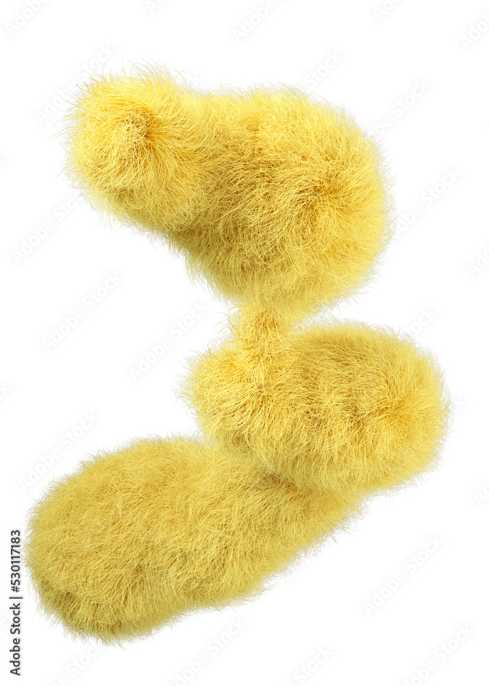 3d rendering fluffy yellow abstract png shape isolated on transparent ...
