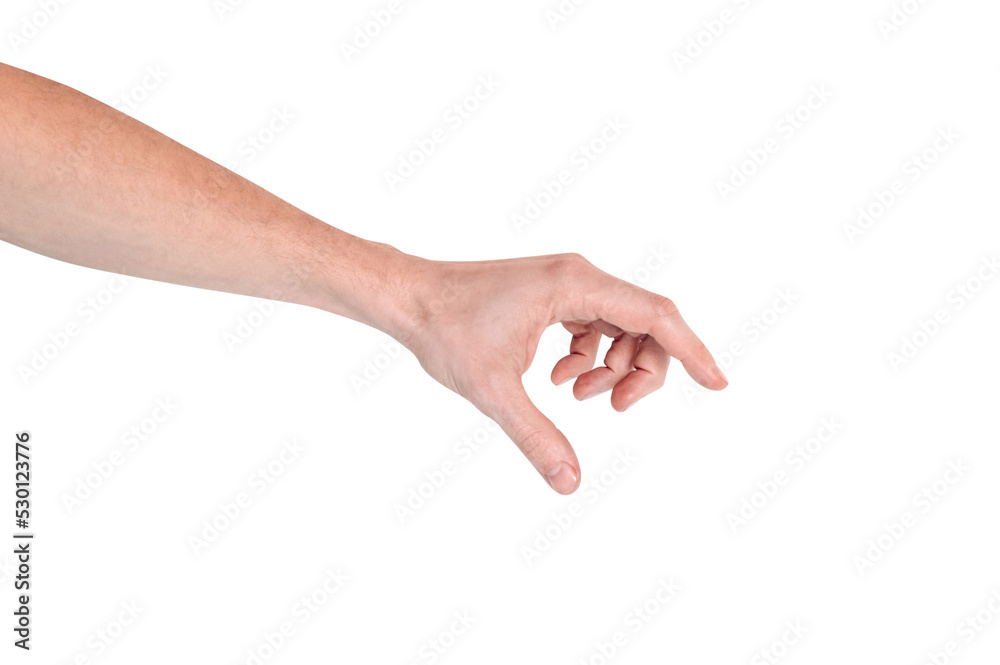 Realistic human hand showing gesture. White skin man arm isolated on ...