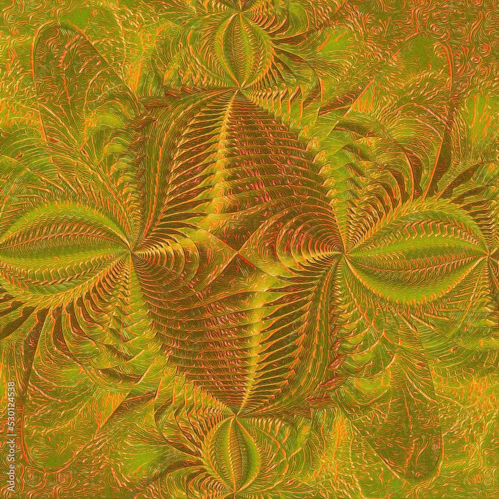 complex banana leaf fractal inspired repeating shades of green and ...