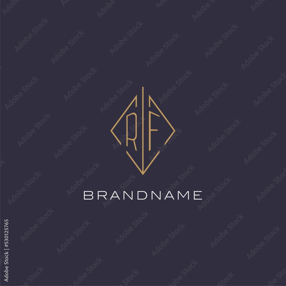 Initial letter RF logo monogram with diamond rhombus style design ideas Stock Vector | Adobe Stock