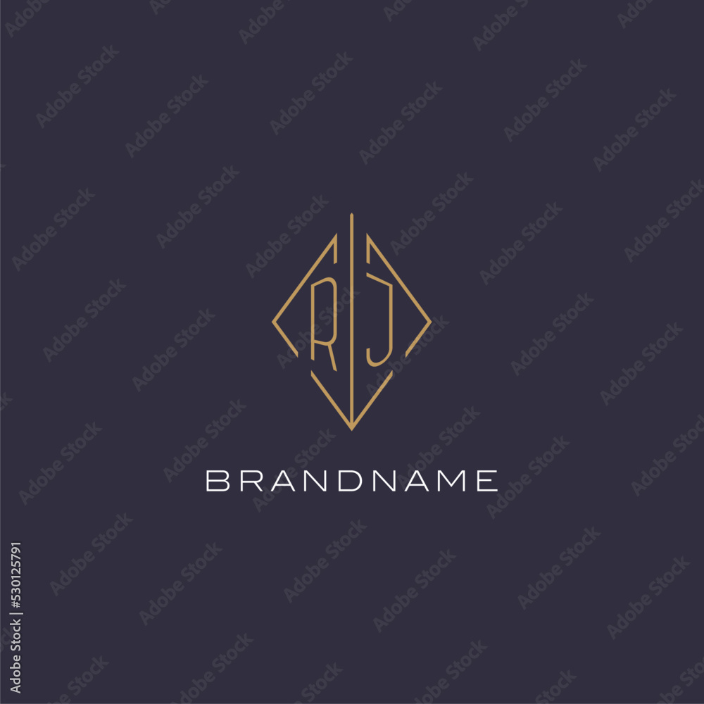 Initial letter RJ logo monogram with diamond rhombus style design ideas ...
