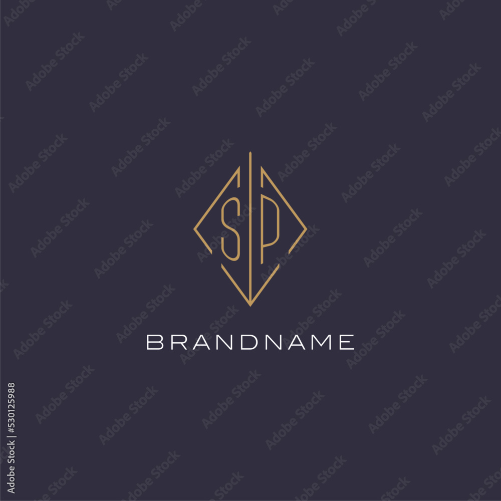 Initial letter SP logo monogram with diamond rhombus style design ideas ...