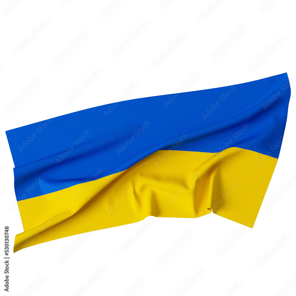 3d rendering of official Ukraine flag. Blue and yellow colors. National ...