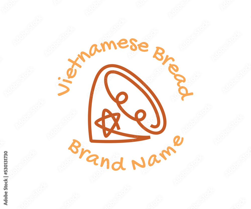 Logo badge of Vietnamese bread and conical hat isolated on white ...