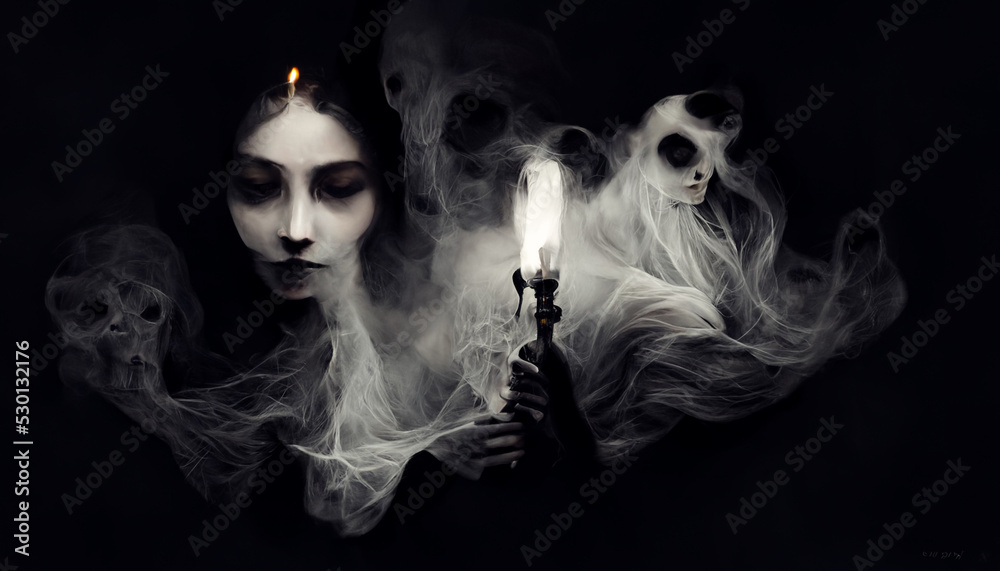 Scary ghost woman. Digital art Stock Photo | Adobe Stock