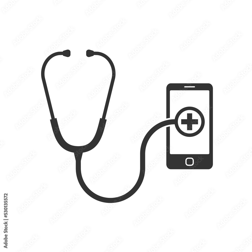 Telemedicine graphic icon. Medical consultation online symbol. Medical ...