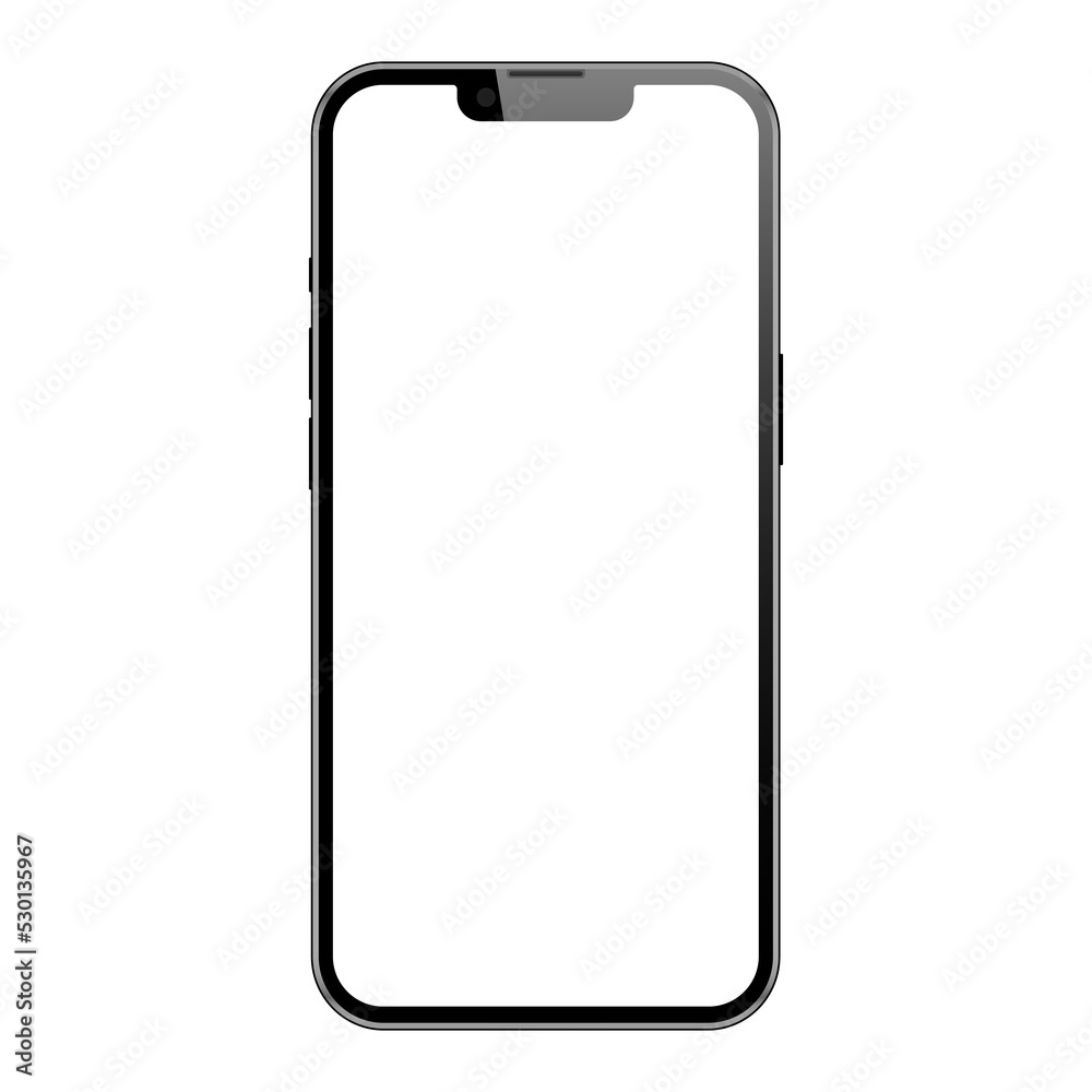 Isolated phone mockup without background with blank screen. Stock ...