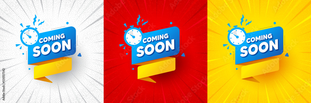 Coming soon paper banner. Flash offer banner, coupon or poster. Timer ...