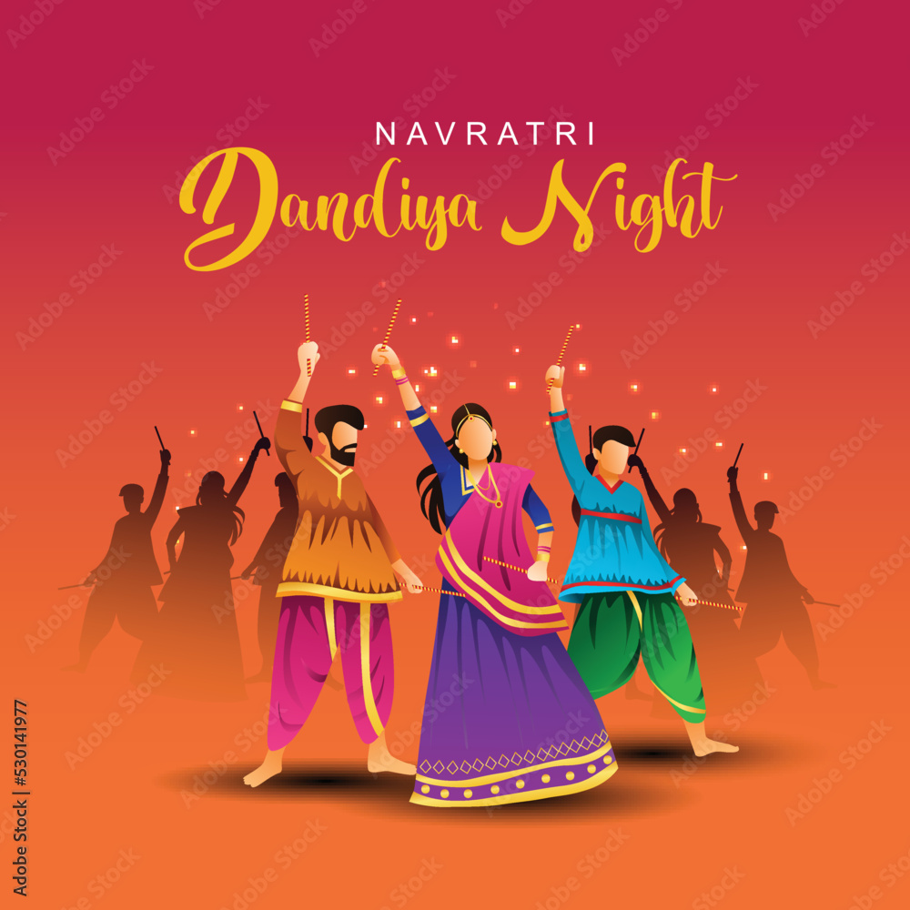 Garba Night poster for Navratri Dussehra festival of India. vector ...