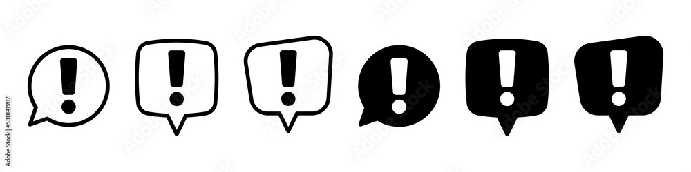 Exclamation mark in speech bubble, Exclamation mark icon. Hazard ...