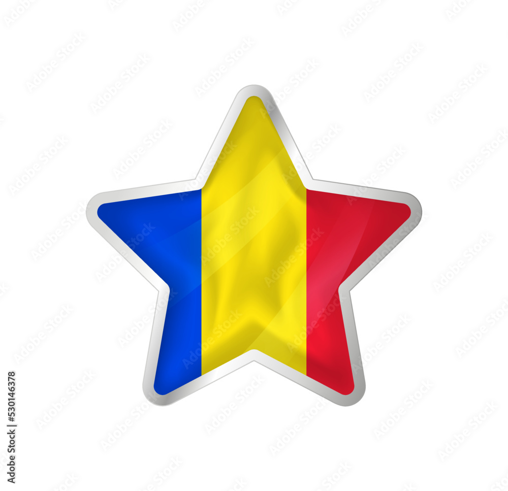 Romania flag in star. Button star and flag template. Easy editing and ...
