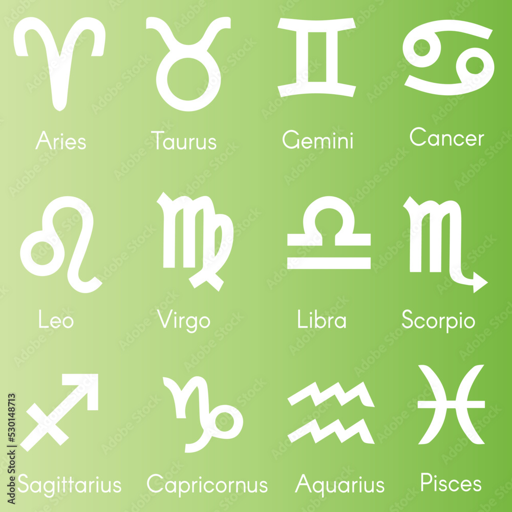 Zodiac SYMBOLS Set Vector Illustration Stock Vector | Adobe Stock