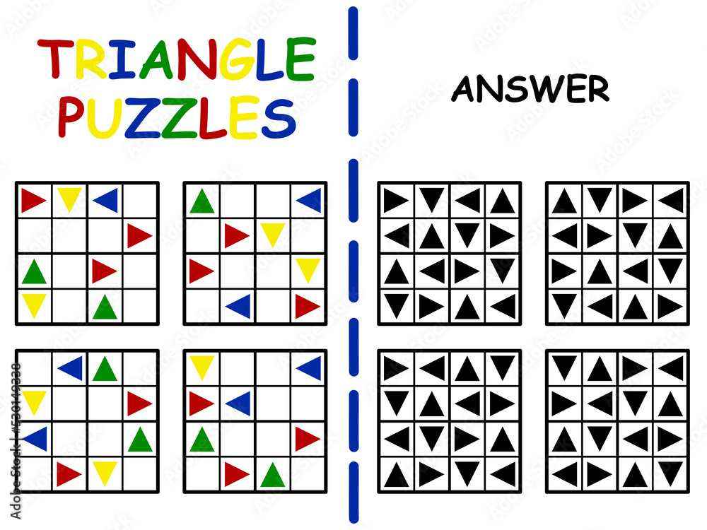 Four sudoku games with the answer vector illustration. Funny unusual ...