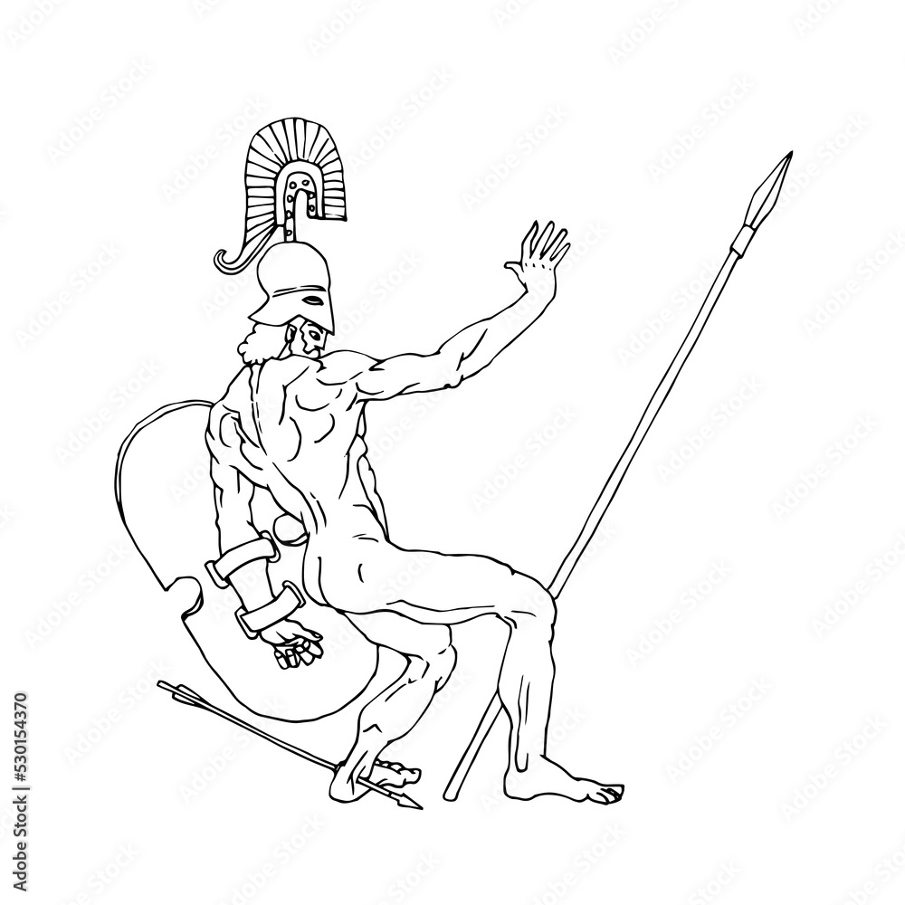 Achilles, wounded by an arrow in the heel. An ancient Greek hero ...