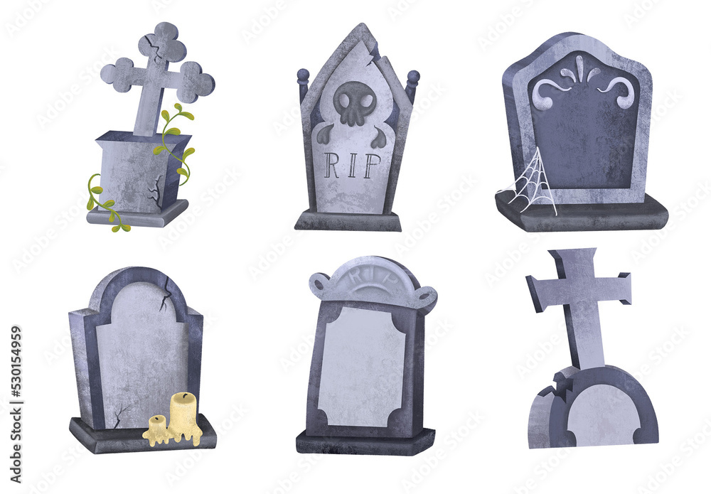 Graveyard Tombstone Halloween Clipart Stock Template | Adobe Stock